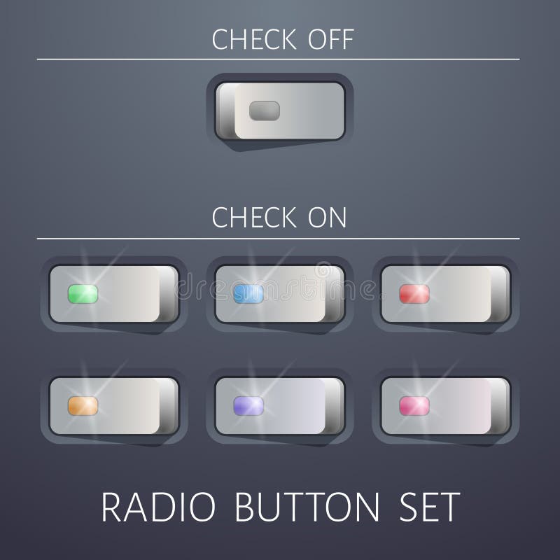Set Radio Buttons on and Off Different Colors Website Design Stock ...