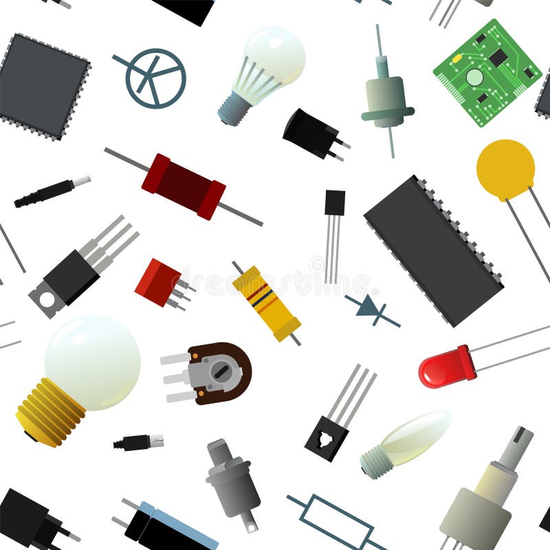 Set of Radio Components. Seamless Pattern Background Picture. Element ...