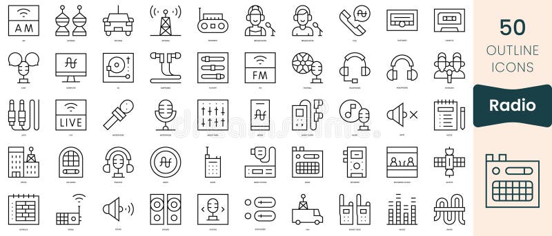 Set of Radio Icons. Thin Linear Style Icons Pack Stock Vector ...