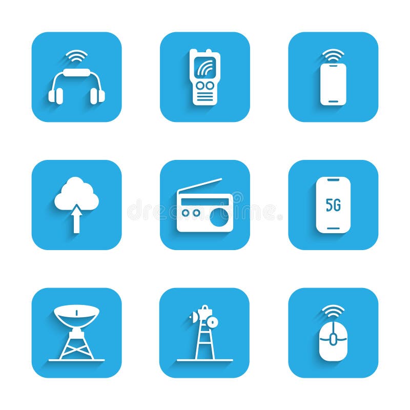 Set Radio, Satellite Dish, Wireless Computer Mouse, Mobile with 5G ...