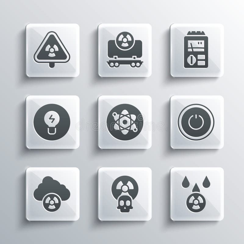 Set Radioactive, Acid Rain and Radioactive Cloud, Power Button, Atom ...