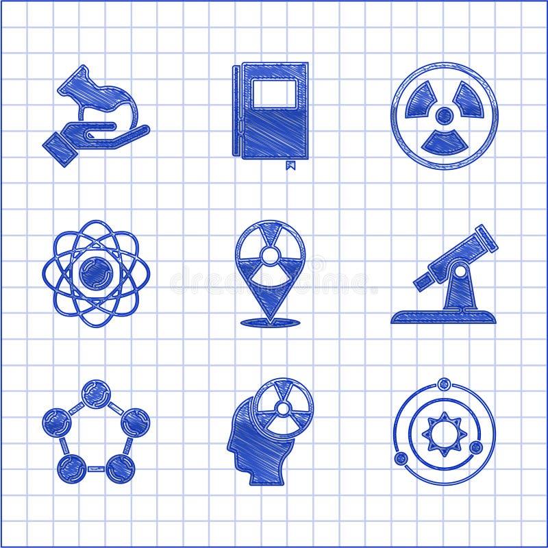 Set Radioactive in Location, Head and Radiation Symbol, Solar System ...