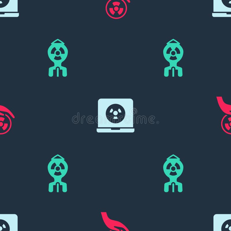 Set Radioactive, Nuclear Laptop and Bomb on Seamless Pattern. Vector ...