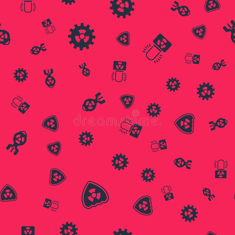 Set Radioactive in Shield, , Nuclear Bomb and Warning Lamp on Seamless ...