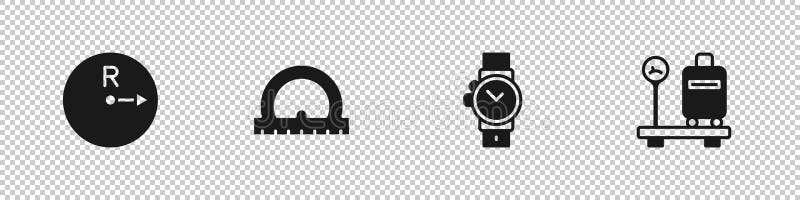 Set Radius, Protractor, Wrist Watch and Scale with Suitcase Icon ...