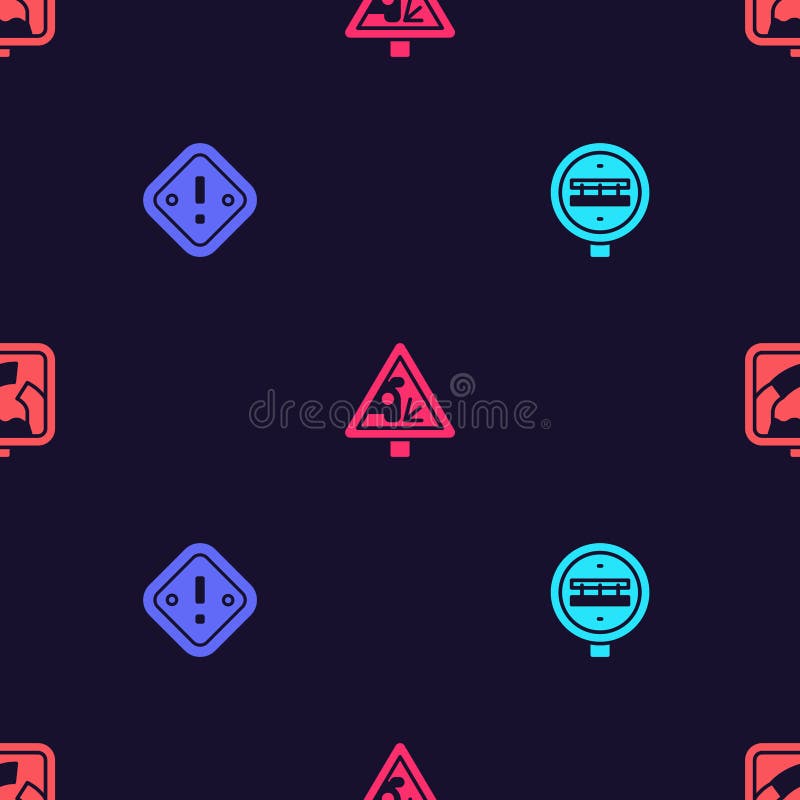 Set Railroad Crossing, Exclamation Mark Triangle, Warning Sign and ...