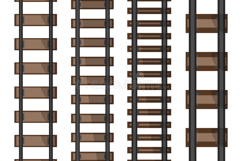 Set of Railroad Tracks. Straight Rails Railway Collection Stock Vector ...