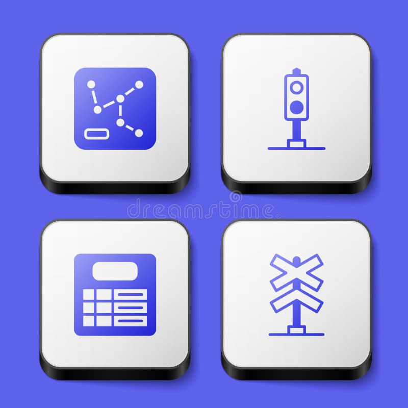 Set Railway Map, Train Traffic Light, Station Board and Railroad ...