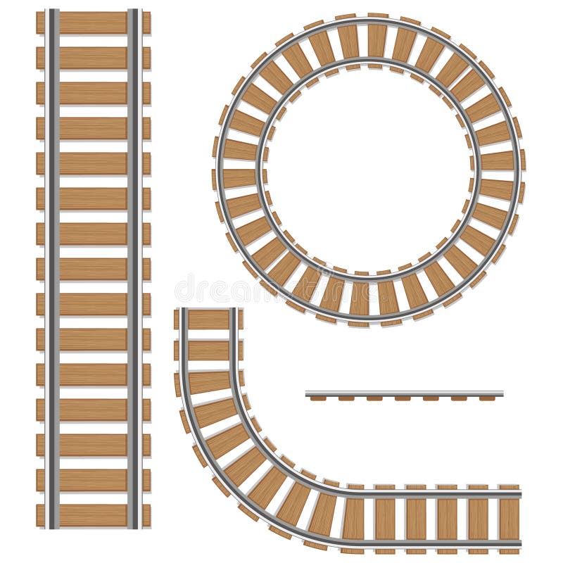 A Set of Railway Tracks. Isolated Vector Elements of a Railway, Rails ...