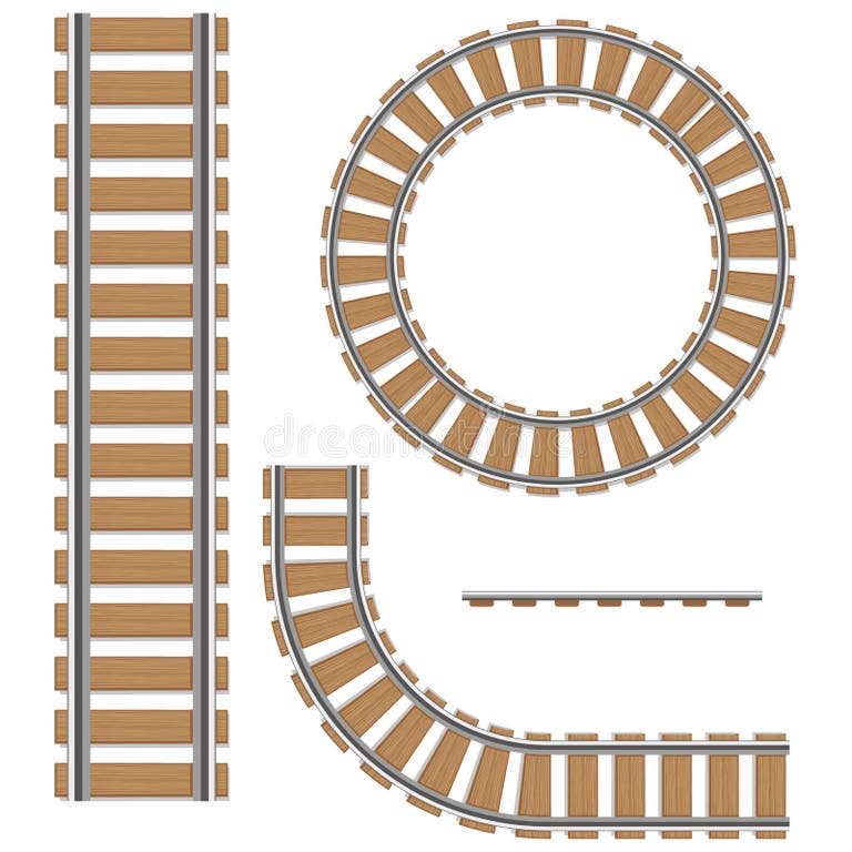 A Set of Railway Tracks. Isolated Vector Elements of a Railway, Rails ...