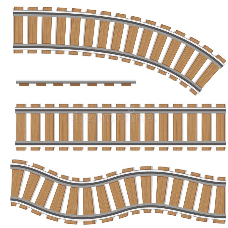 A Set of Railway Tracks. Isolated Vector Elements of a Railway, Rails ...