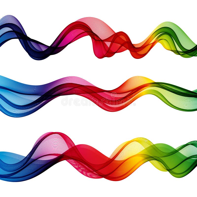 Set of Rainbow Beautiful Transparent Waves, Colored Horizontal Lines ...