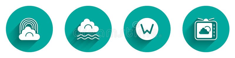 Set Rainbow with Cloud, Fog and, Compass North and Weather Forecast ...