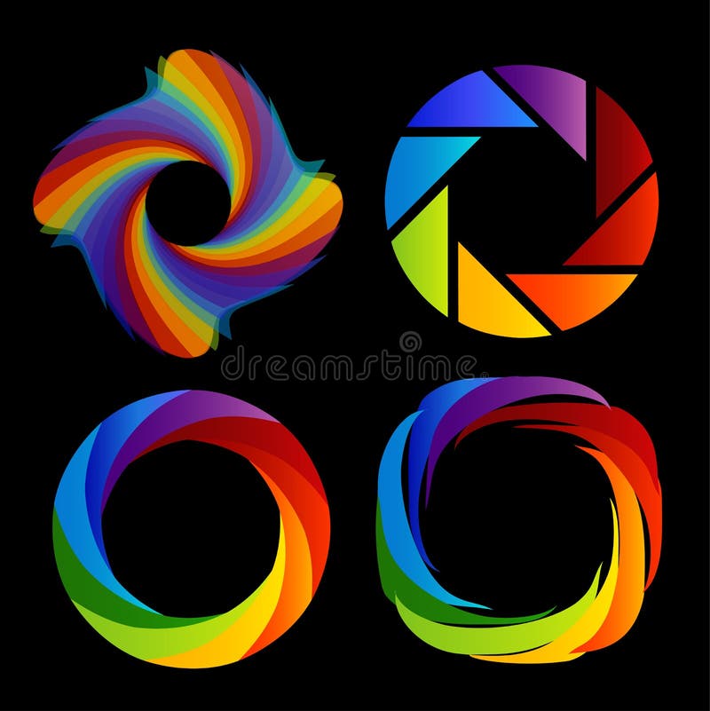 A Set of Rainbow Colored Photography Logos Stock Illustration ...
