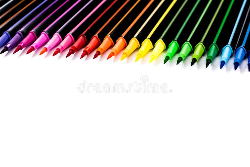 A set of rainbow markers stock photo. Image of learn - 231398026