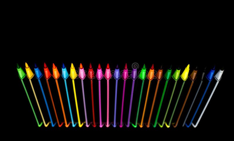 A set of rainbow markers stock photo. Image of learn - 231398026