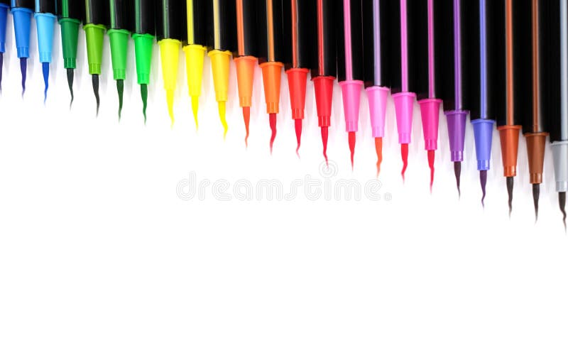 A set of rainbow markers stock photo. Image of learn - 231398026