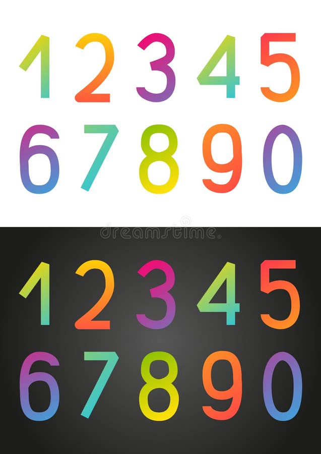 Set of rainbow numbers. stock illustration. Illustration of cute ...