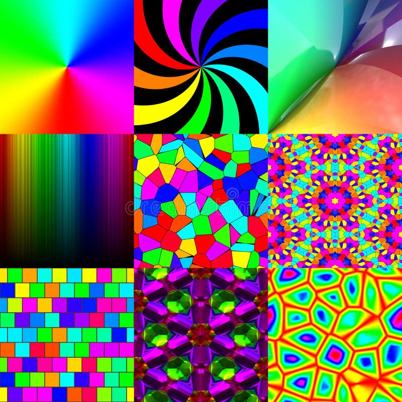 Set of Rainbow Pattern Textures Stock Illustration - Illustration of ...