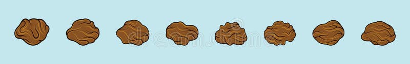 Set Of Raisin And Dry Cartoon Icon Design Template With Various Models ...