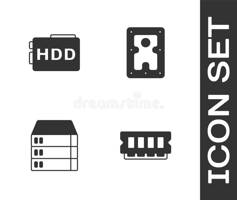 Set Ram Random Access Memory Harddisk Drive Hdd Server Data Web Hosting ...