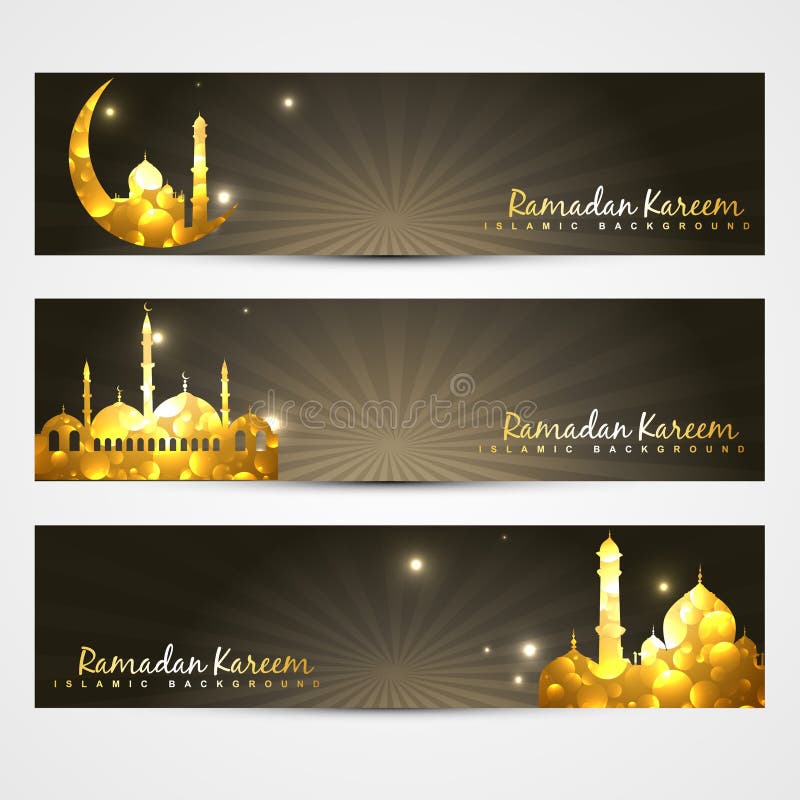 Set of ramadan headers stock vector. Illustration of pray - 32186255
