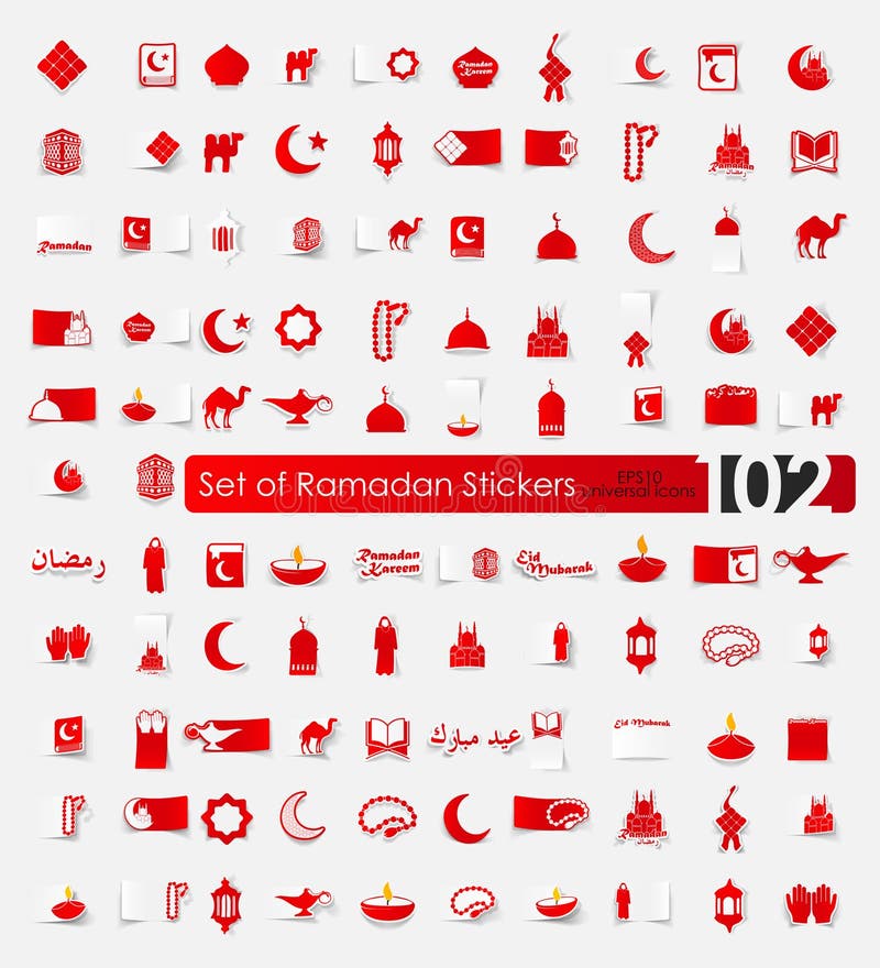 Set of ramadan stickers stock vector. Illustration of color - 57144462