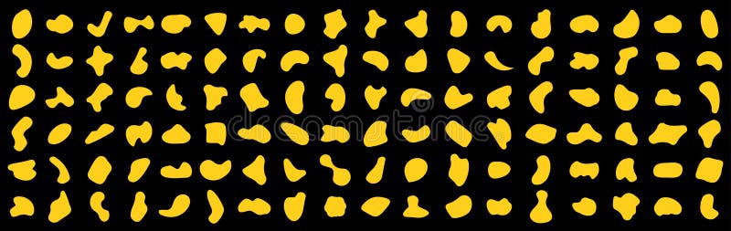 Set Random Abstract Blotch Shapes. Liquid Shape Elements. Yellow Round ...