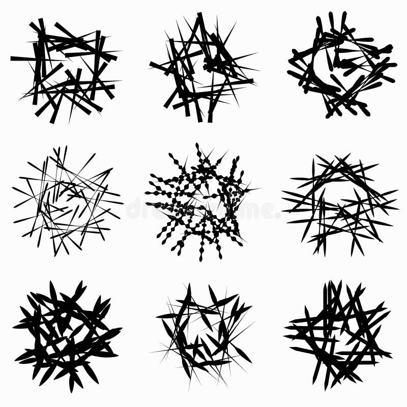 Set of Random, Chaotic Line Abstract Element Set Stock Vector ...