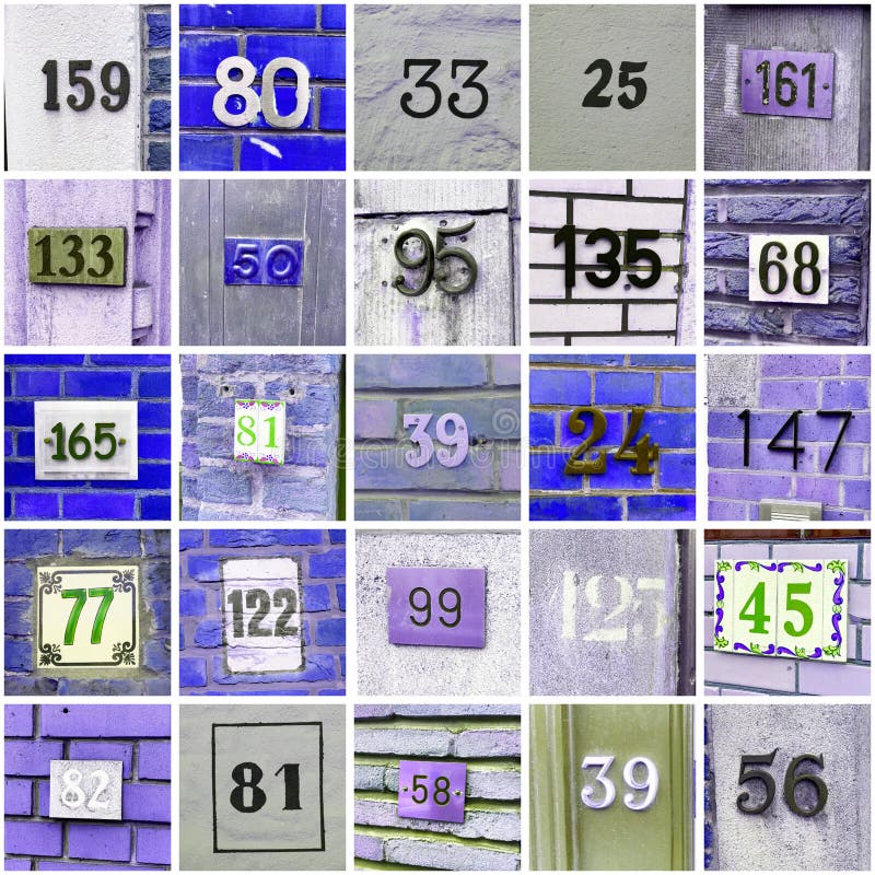 Set of Random House Numbers, Large Collage Stock Photo - Image of paper ...