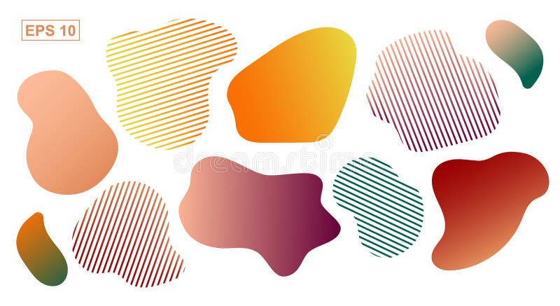 Set of Random Spots. Colored and Striped Spot. Vector Illustration ...