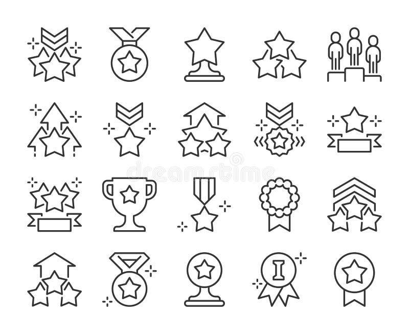 Set of Ranking Line Icons. Vector Illustration. Editable Stroke, 64x64 ...