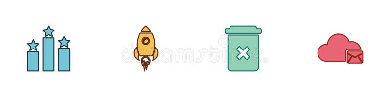 Set Ranking Star, Rocket Ship with Fire, Trash Can and Cloud Mail ... Set Ranking Star, Rocket Ship with Fire, Trash Can and Cloud Mail ...