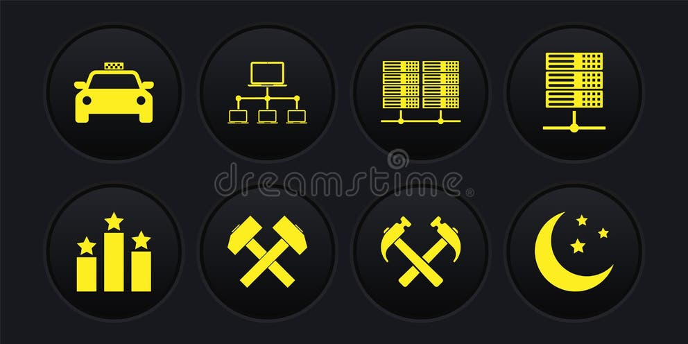Set Ranking Star, Server, Data, Web Hosting, Two Crossed Hammers, , and Computer Network Icon ...