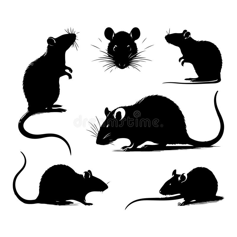 Set of Rat Silhouette Vector on a White Background Stock Vector ...