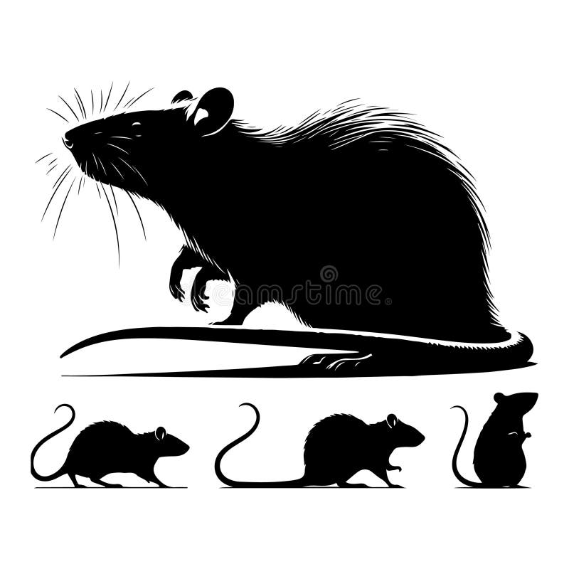 Set of Rat Silhouette Vector on a White Background Stock Illustration ...