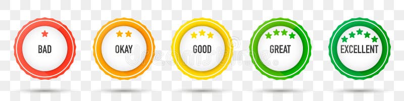 Set of Rating Badges with Shadow on a Transparent Background Stock ...