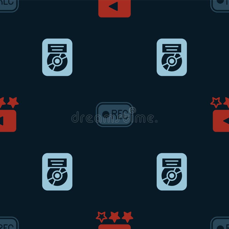 Set Rating Movie, Record Button and CD Disk Award Frame on Seamless ...