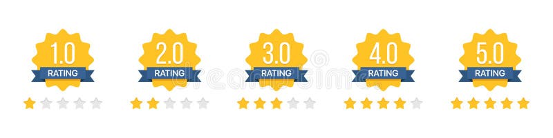 Set of Rating Stars Badges with Ribbon in a Flat Design Stock Vector ...