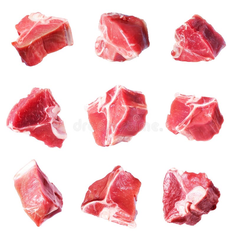 Set of Raw Beef Meat Steaks Close Up Isolated on a White Background ...