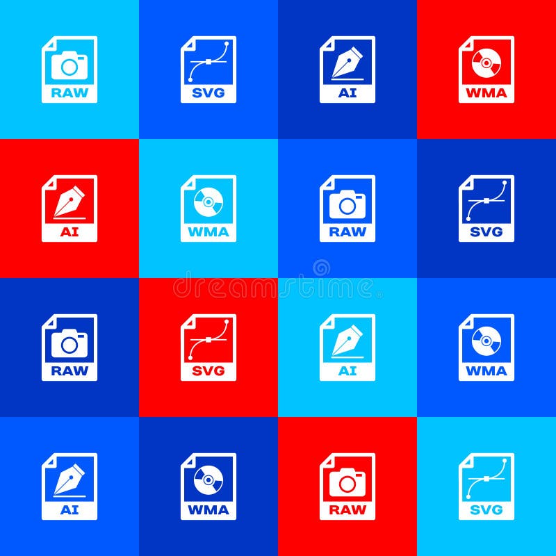 Set Raw File Document Svg Ai Y Wma Icon. Vector Ilustración del Vector ...