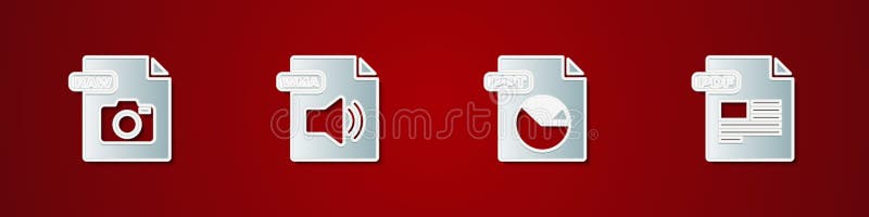 Set RAW File Document, WMA, PPT and PDF Icon. Vector Stock Vector ... Set RAW File Document, WMA, PPT and PDF Icon. Vector Stock Vector ...