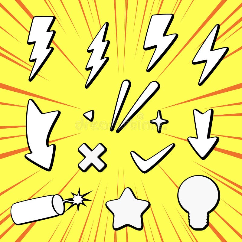 Set of Rays, Arrows and Stars in Cartoon and Doodle Style Stock Vector ...