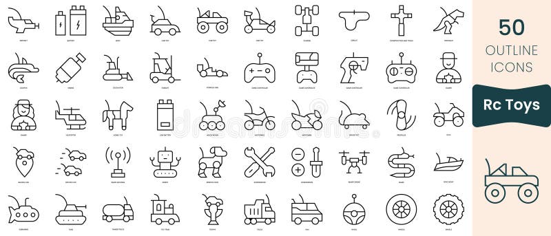 Set of Rc Toys Icons. Thin Linear Style Icons Pack Stock Vector ...