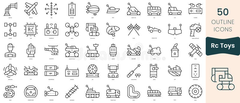 Set of Rc Toys Icons. Thin Linear Style Icons Pack Stock Vector ...