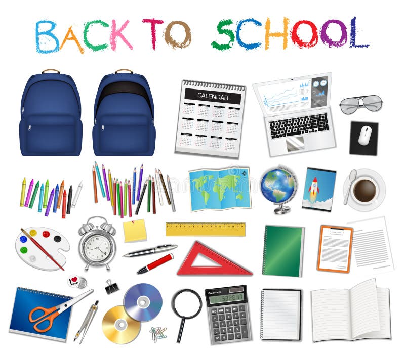 Set a Real of Back To School Object Vector Stock Vector - Illustration ...