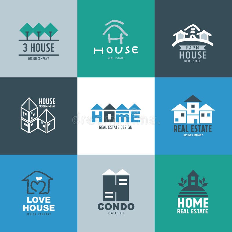 Blue and Gray Home Logo Set Vector Design Stock Vector - Illustration ... Blue and Gray Home Logo Set Vector Design Stock Vector - Illustration ...