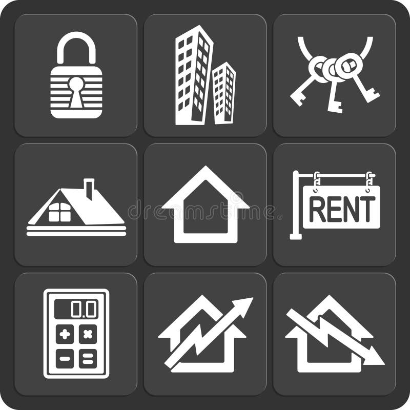 Set of 9 Real Estate Web and Mobile Icons. Vector. Stock Vector ...