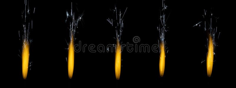 Set of Real Jet Fire with Sparks on Black Background for Overlay ...