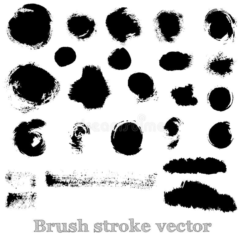 Set of Real Round Brush Strokes Vector Stock Vector - Illustration of ...